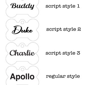 Custom Laser Engraved Pet Tags Variety of Fonts and Colours Front and ...