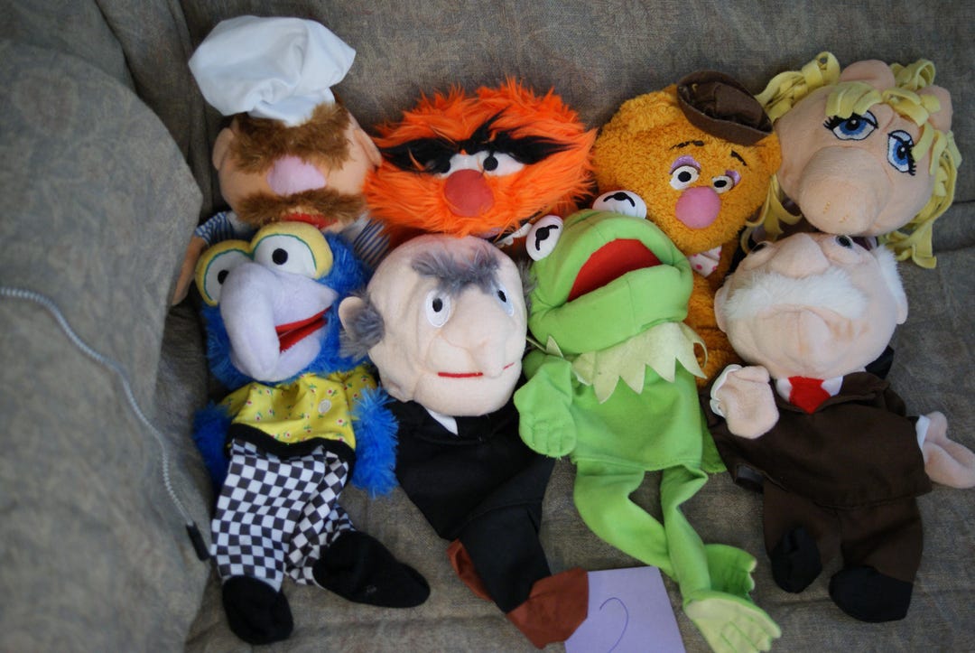 Muppets Hand Puppets 8 Figures Plush Jim Henson Disney Kermit Miss Piggy Statler Waldorf Gonzo ...