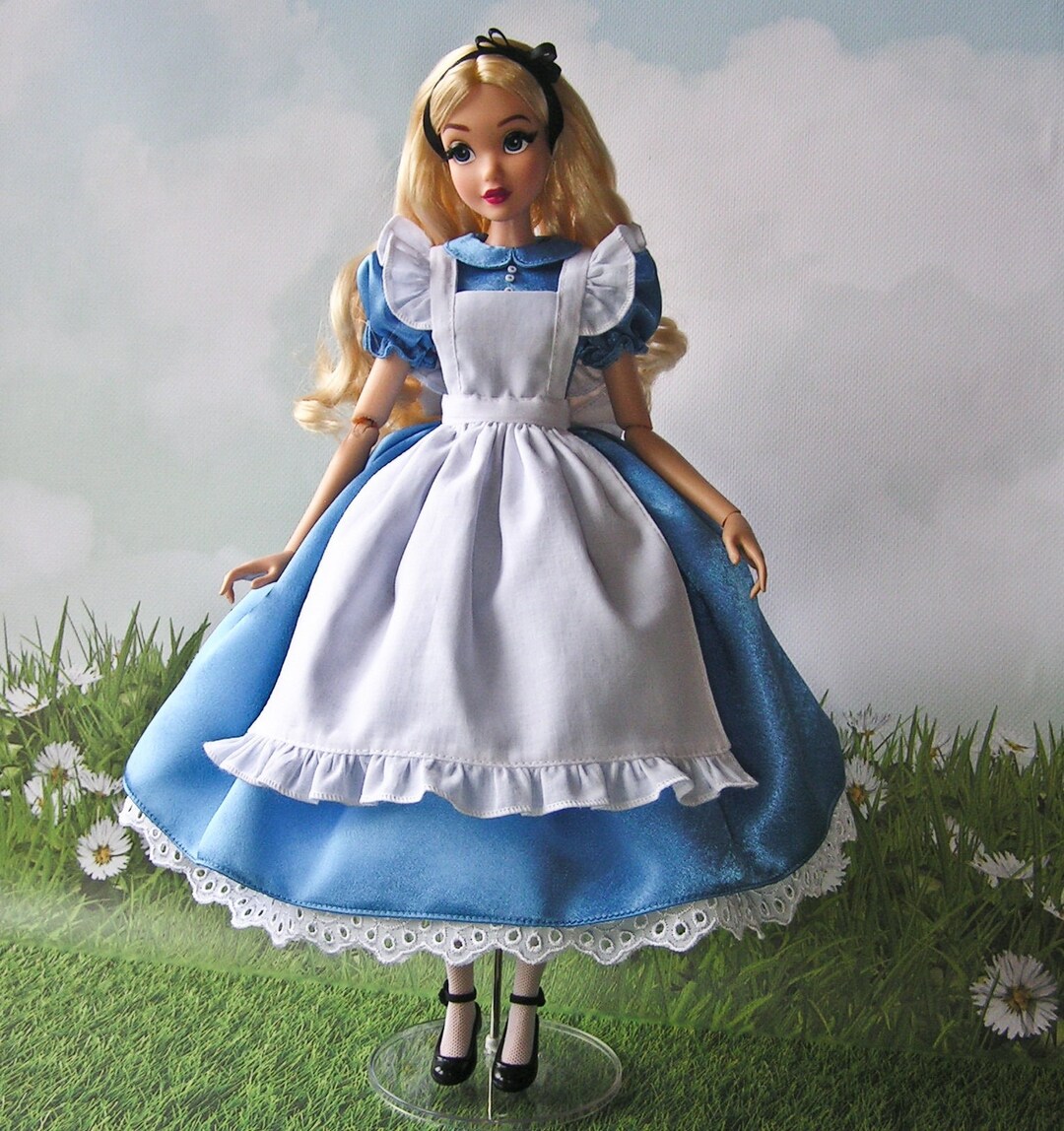 Handmade Alice in Wonderland Doll Dress, Petticoat, Apron, and Hair Bow ...