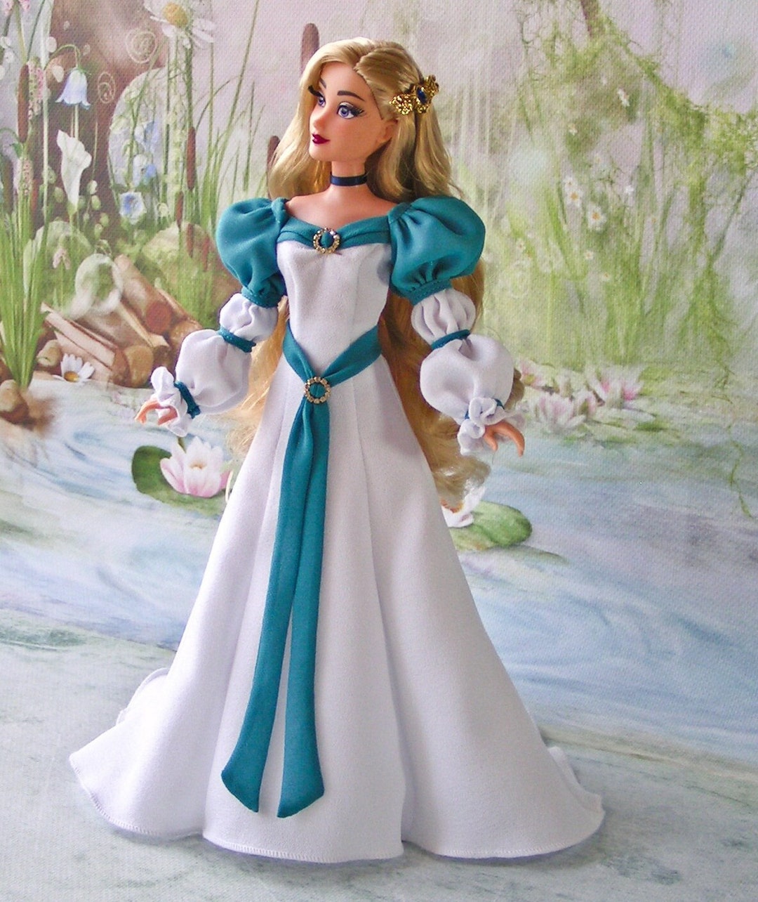 Handmade Odette Swan Princess Doll Dress – White & Green, Petticoat ...