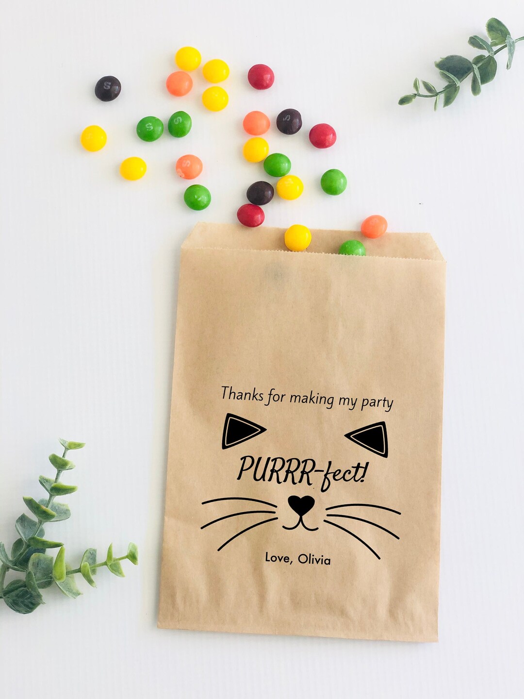 Kitty Cat Theme Birthday Party Favor Treat Bag, Cookie Bags, Popcorn ...
