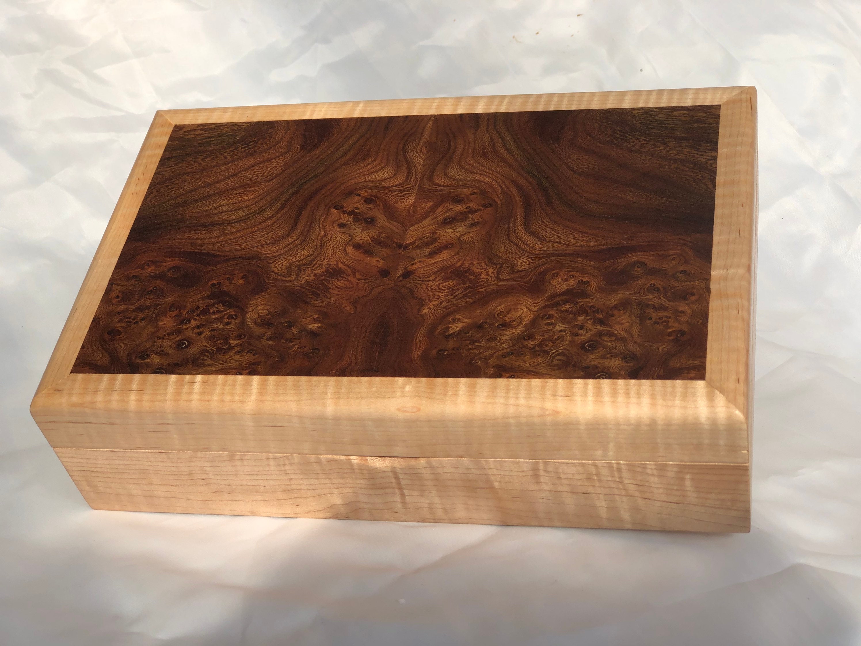Hand Crafted Curly Maple and Carpathian Elm Burl Box - Etsy
