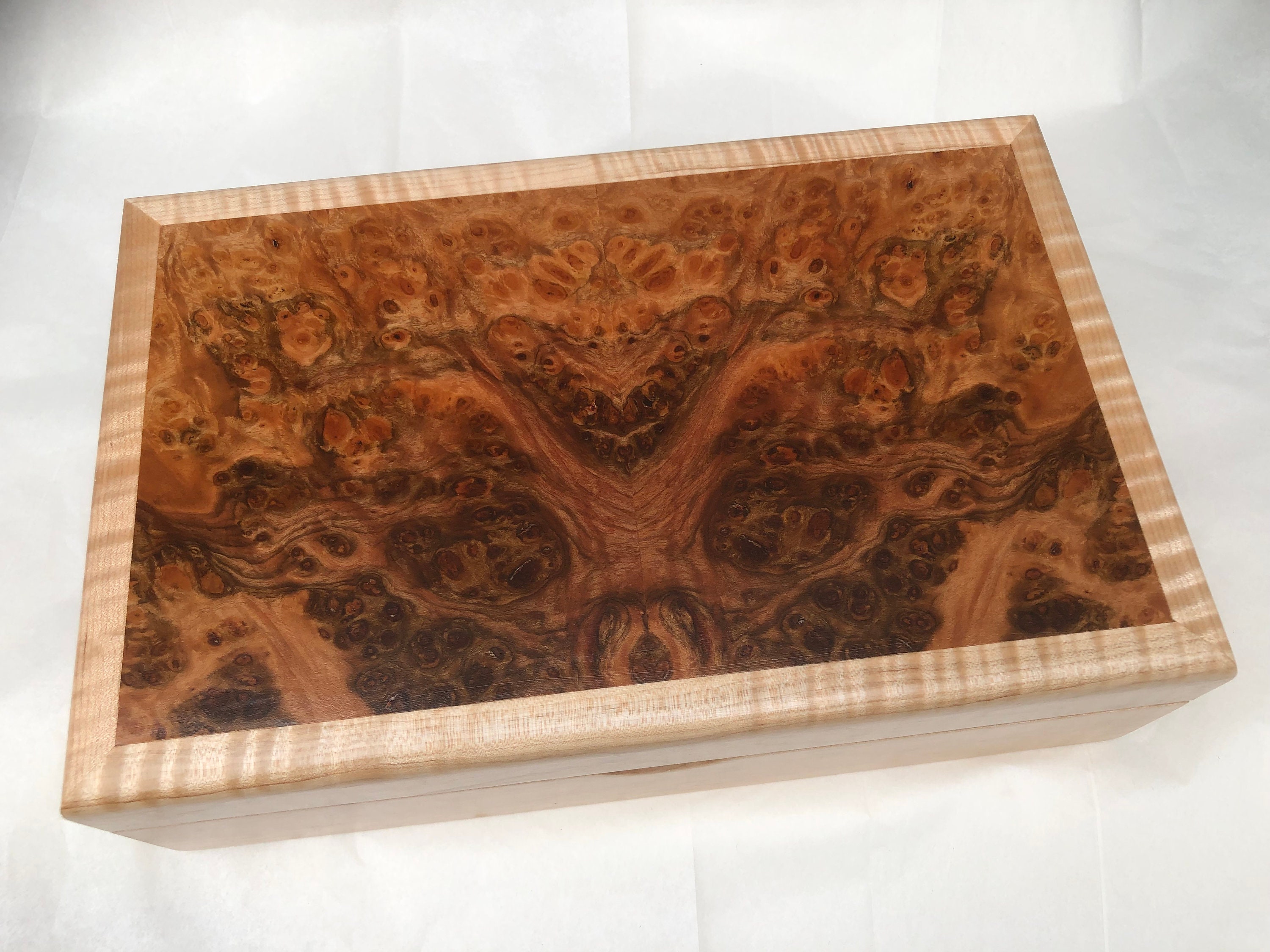 Hand Crafted Curly Maple and Peruvian Pepperwood Burl Box - Etsy
