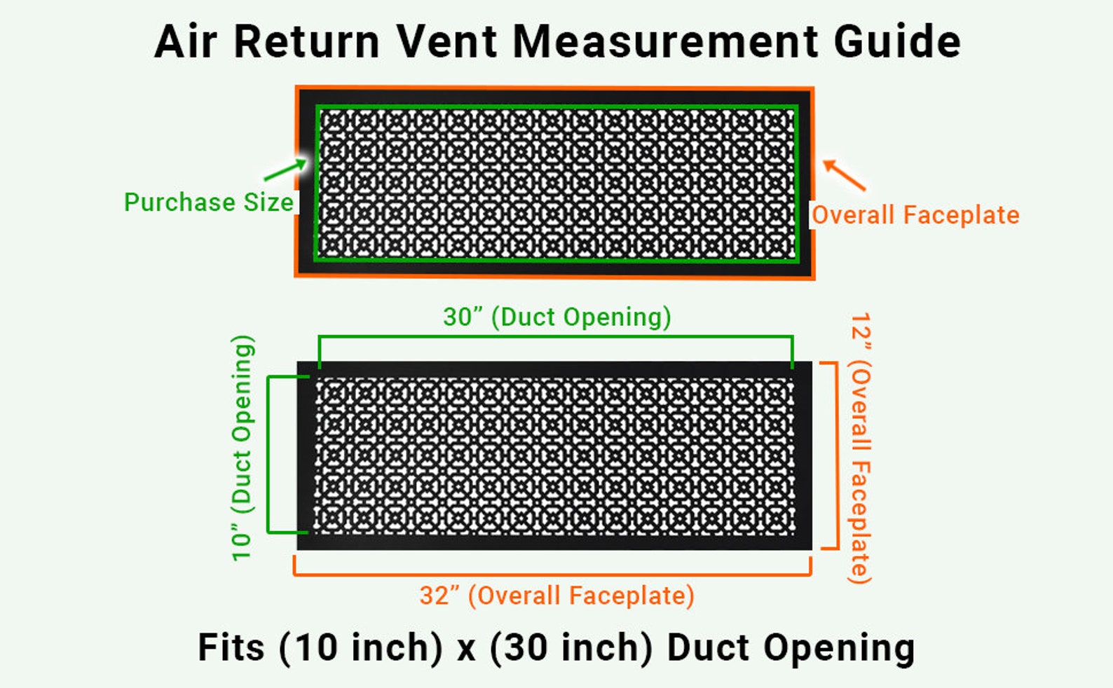AIR RETURN 10"x30" Duct Opening | Heavy Cast Aluminum Duct Cover (12 ...