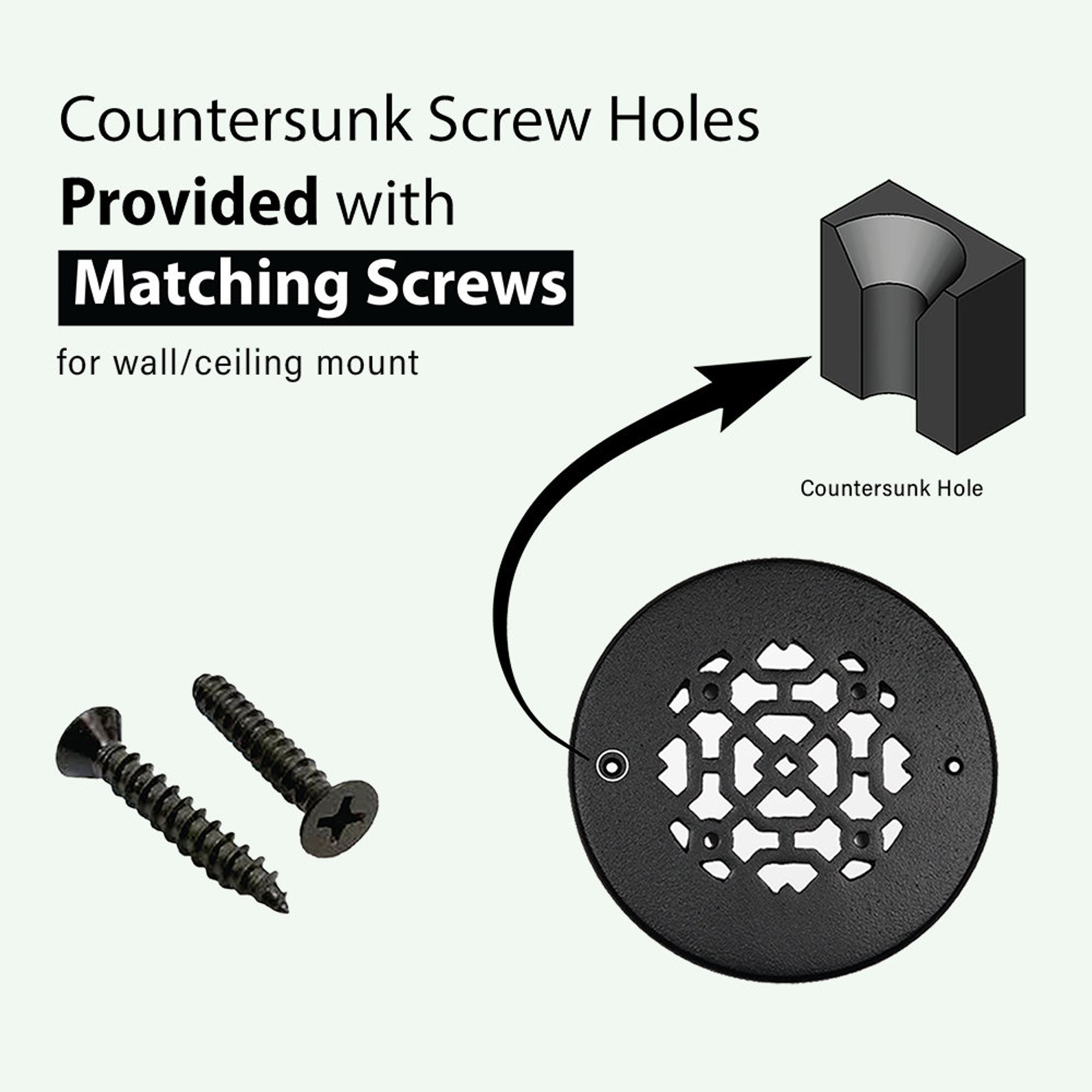 Achtek 6" Duct Opening Solid Cast Aluminum Round Grille ( 7-1/2" Round ...