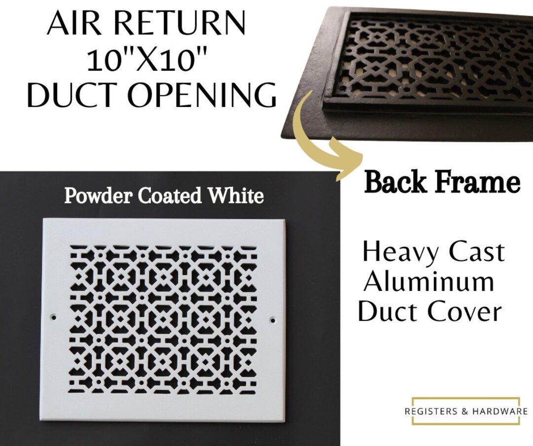 AIR RETURN 10x10 Duct Opening Heavy Cast Aluminum Duct Cover 12x12 ...