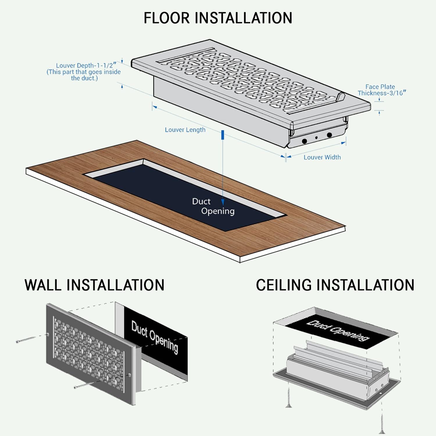6"x12"duct Size (overall 7-1/2"x 13-3/4")air Supply(detachable Steel ...