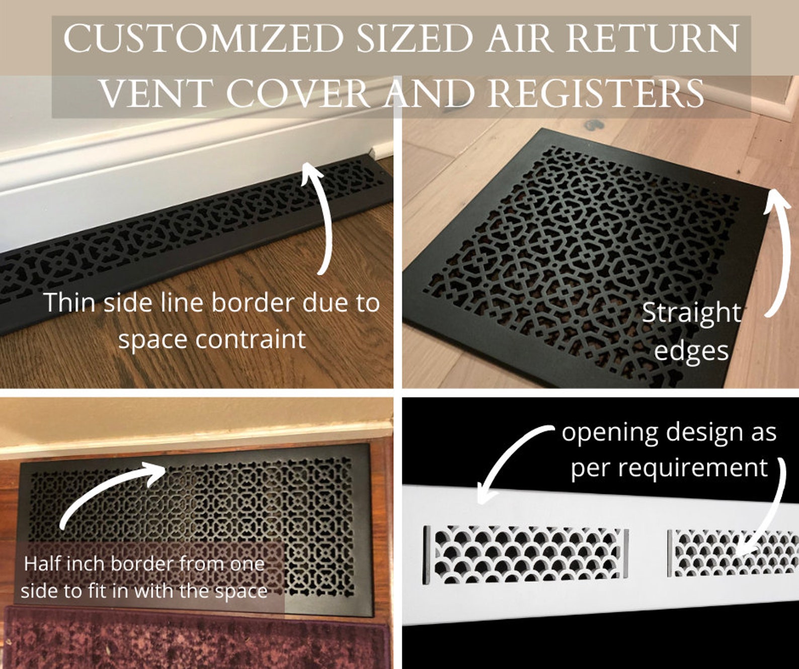 Custom Large Size Handmade Heavy Cast Aluminum Air Return Grate Cover ...