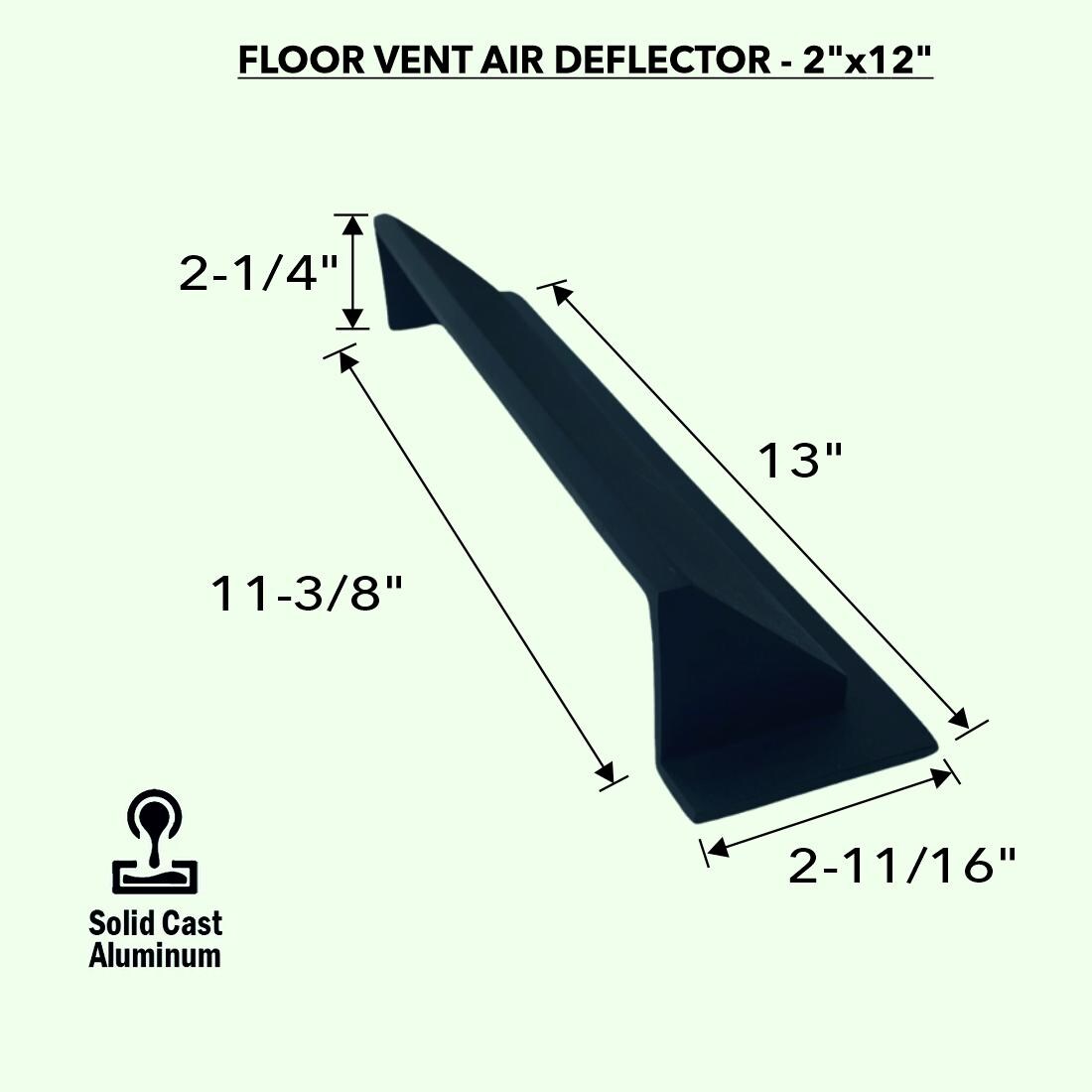 2”x12” METAL AIR DIVERTER / Deflector for Floor Vents in Solid Cast ...