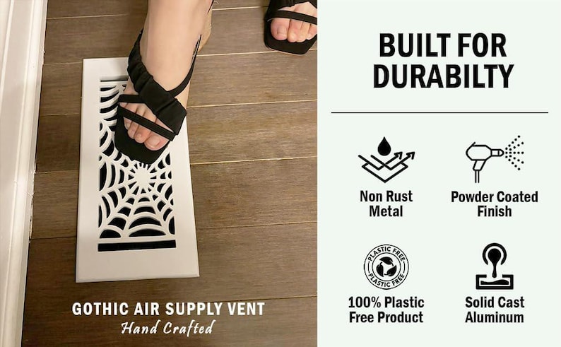 6"x12" Spooky Gothic Vent Cover in Spider Web Design Cast Aluminum ...