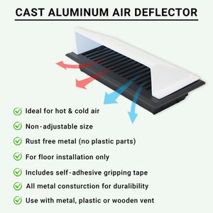 2”x12” METAL AIR DIVERTER / Deflector for Floor Vents in Solid Cast ...