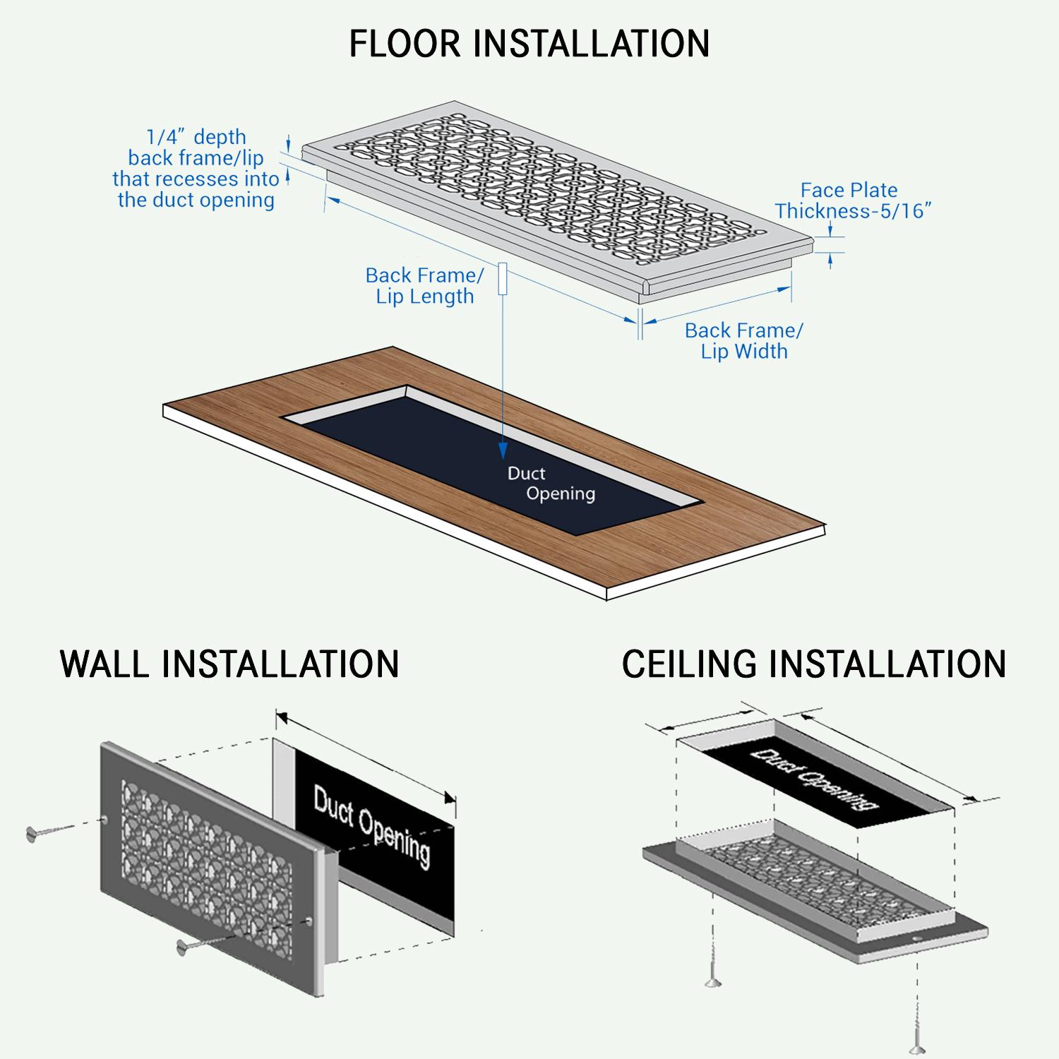 AIR RETURN 10"x30" Duct Opening | Heavy Cast Aluminum Duct Cover (12 ...