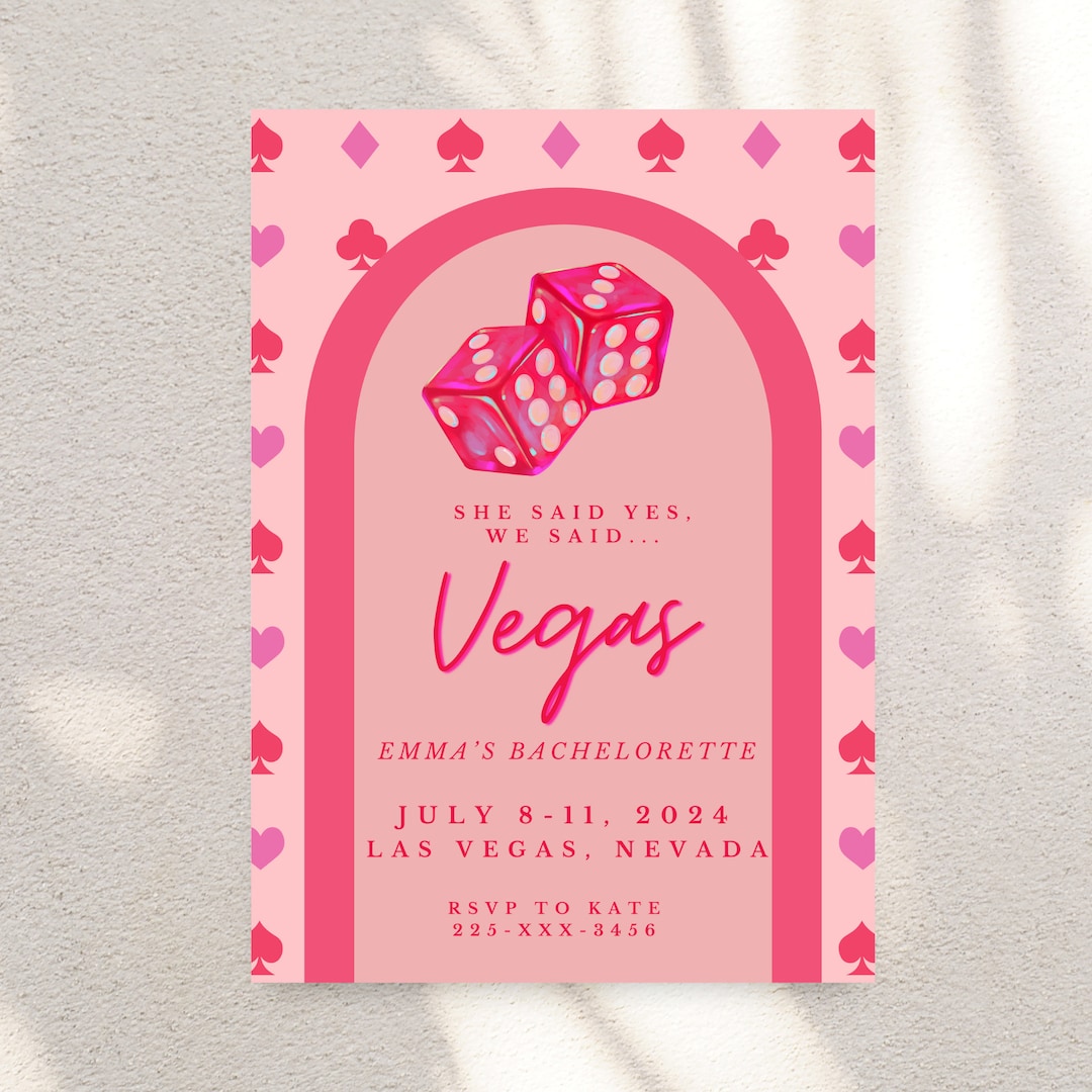 Pink Vegas Bachelorette Invitation and Itinerary Template, Vegas Themed ...