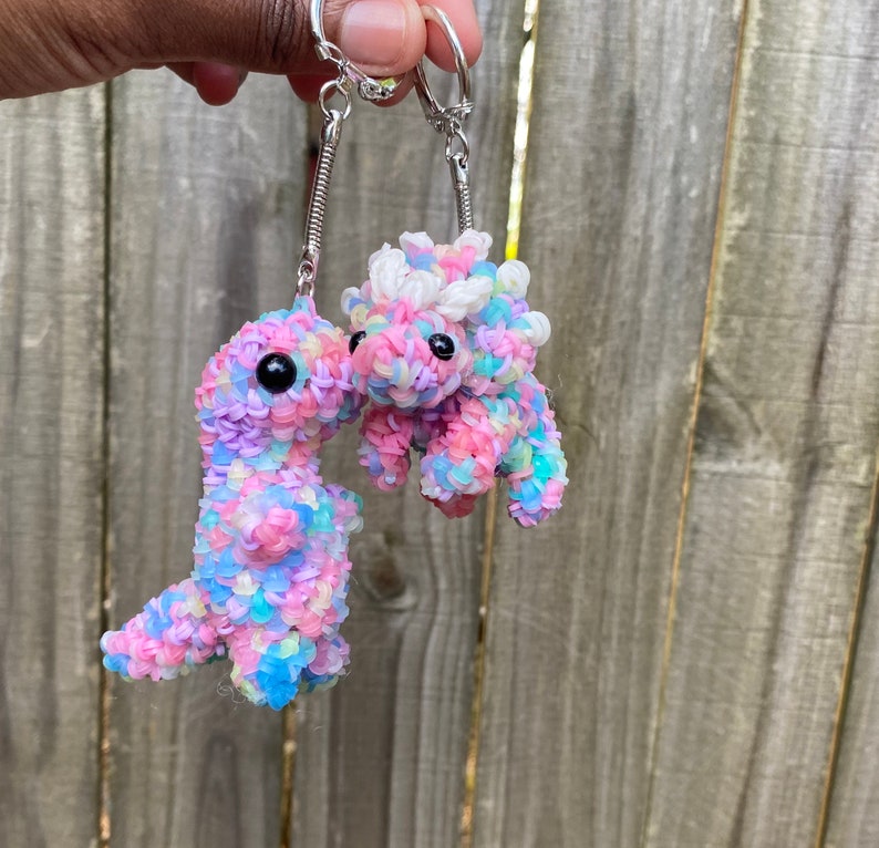 Loomigurumi/rainbow Loom Dinosaur Keychains - Etsy