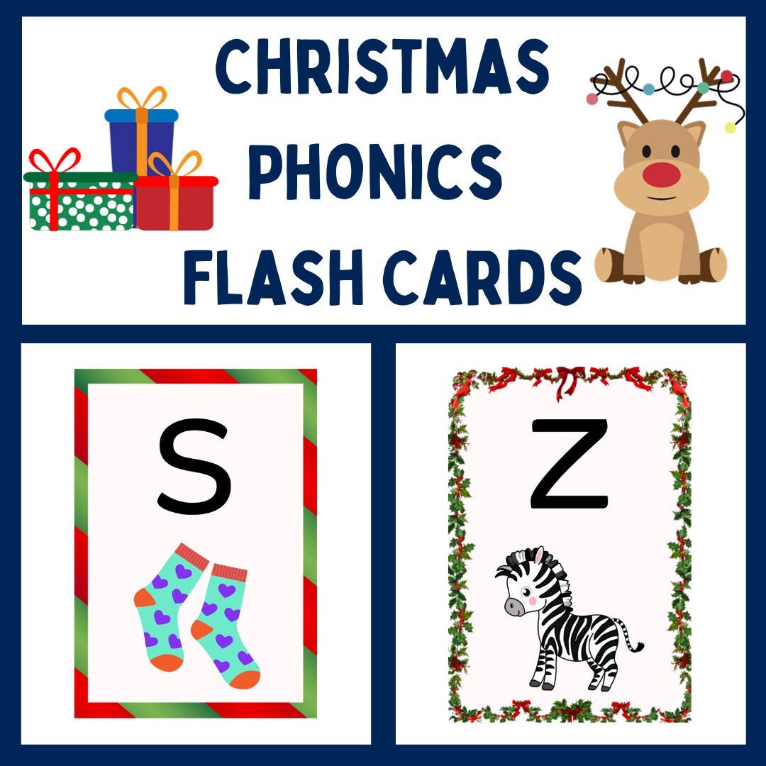 Christmas Phonics Flash Cards All Phases Included - Etsy