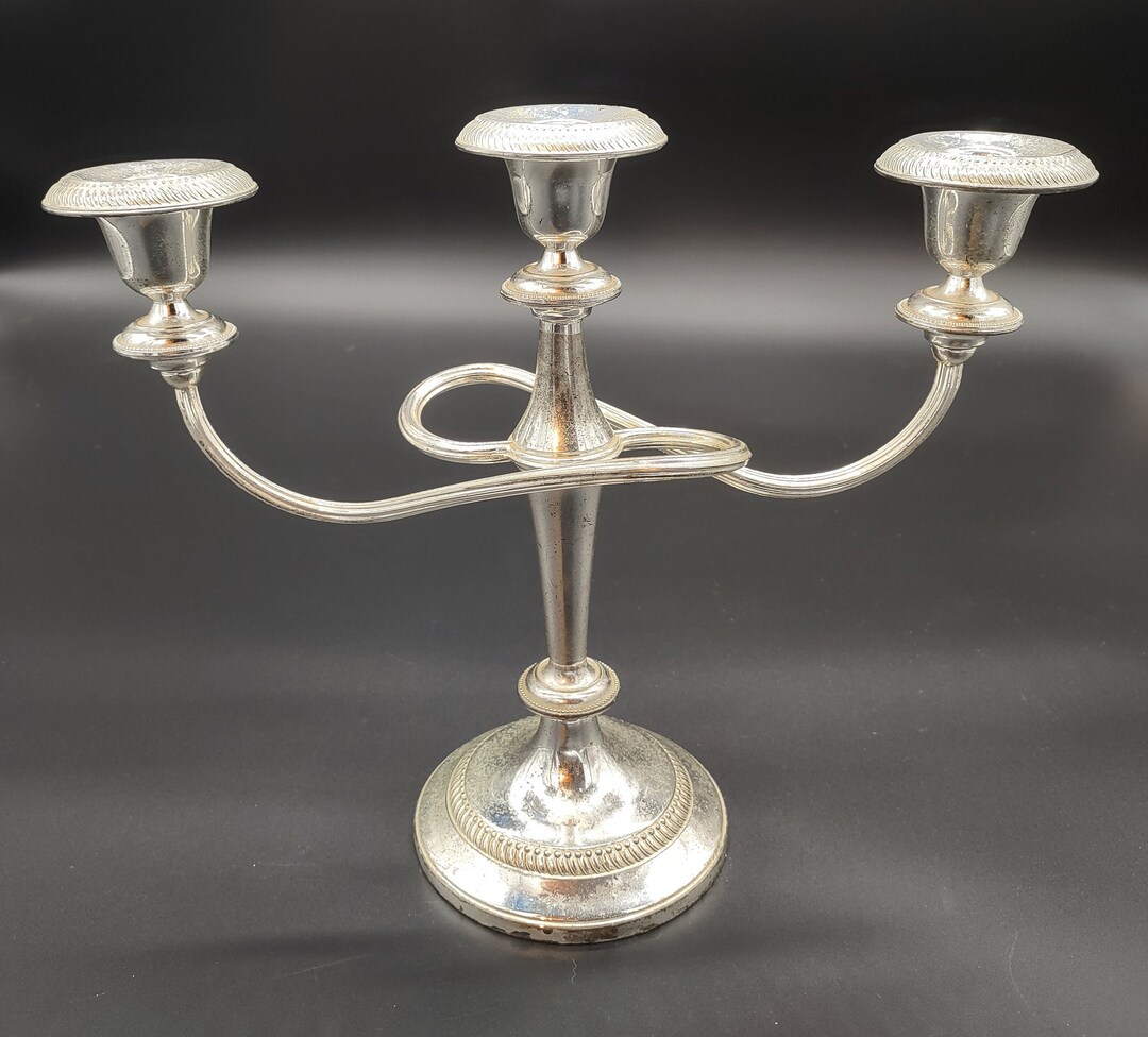 Queen Ann Silver Plated Zinc Spiral Arm Candelabra, 10 Tall, Made in ...