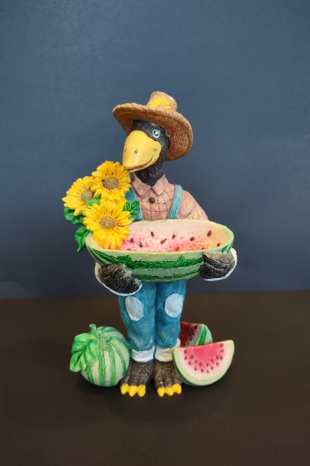 Vintage Epoxy Art Collection Crow With Watermelon and Sunflowers, Home ...