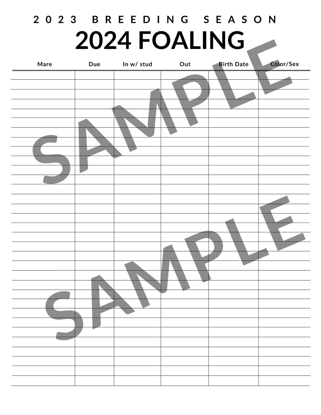 Simple HORSE BREEDING RECORDS Book 2023-2024 Record Book for Tracking ...