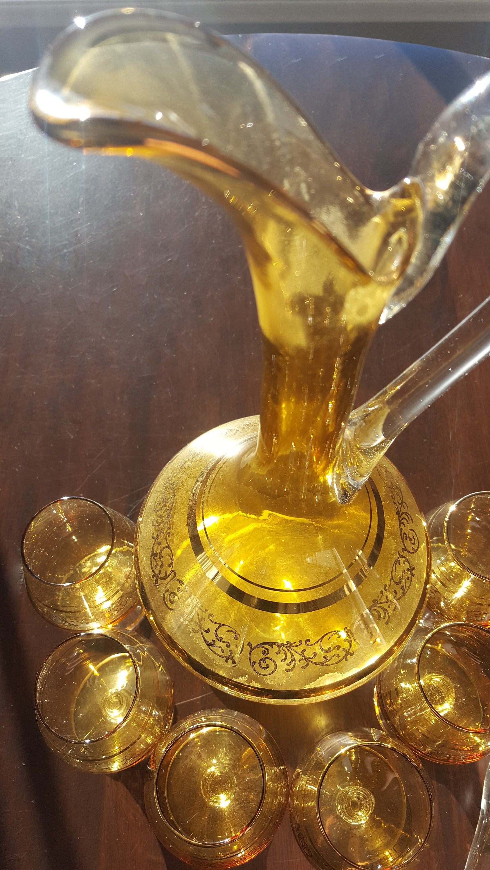 Amber Glass genie Bottle Style Decanter With 6 - Etsy