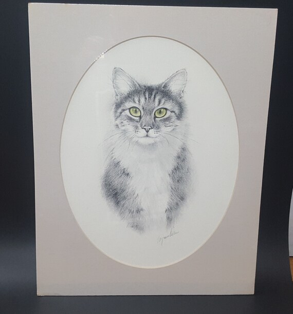Virginia Miller Charcoal Cat Print | Etsy