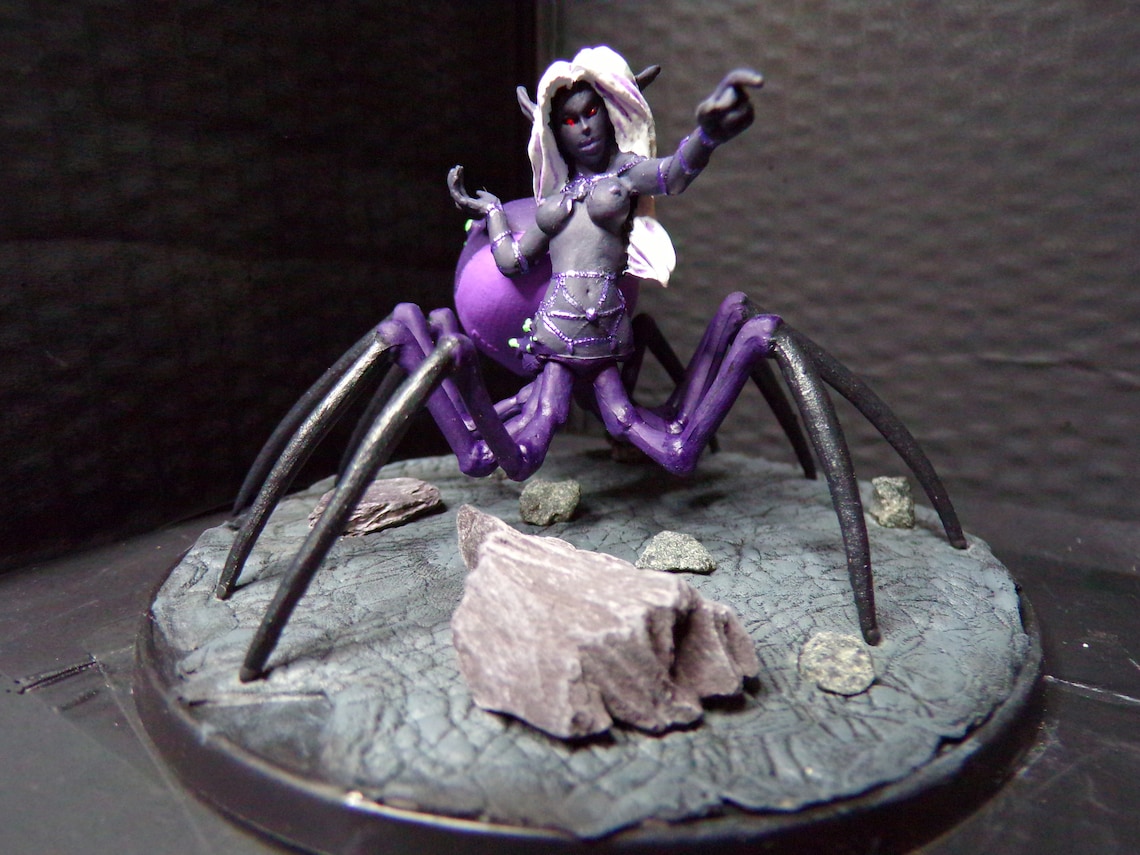Spider queen painted miniature drow Lloth dungeons and | Etsy
