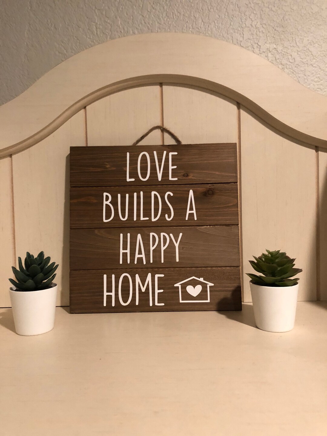 Homemade Wooden Sign, Love Builds A Happy Home, Home Decor - Etsy