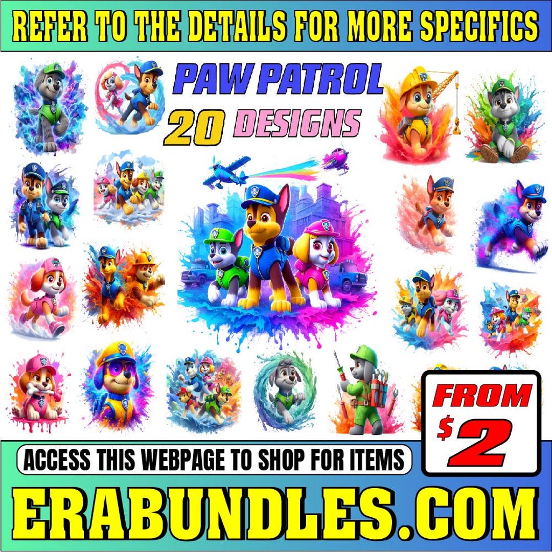 20 Files Paw-patrol Splash and Watercolor PNG Bundle, Dog Watercolor ...