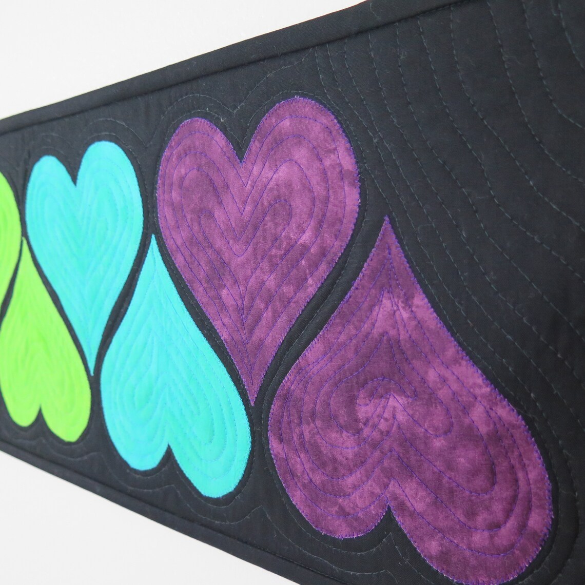 Rainbow Heart Table Runner Digital Quilting Pattern Pride | Etsy