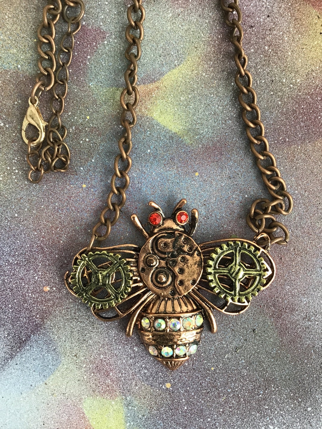 Steampunk Bumblebee Gear Necklace Bronze Metal Trendy - Etsy