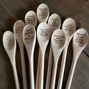 Customized Wooden Spoons, Laser Engraved Sayings for Bakers, Cooks ...