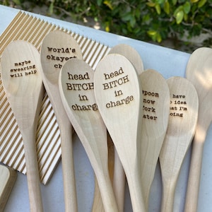 Customized Wooden Spoons, Laser Engraved Sayings for Bakers, Cooks ...