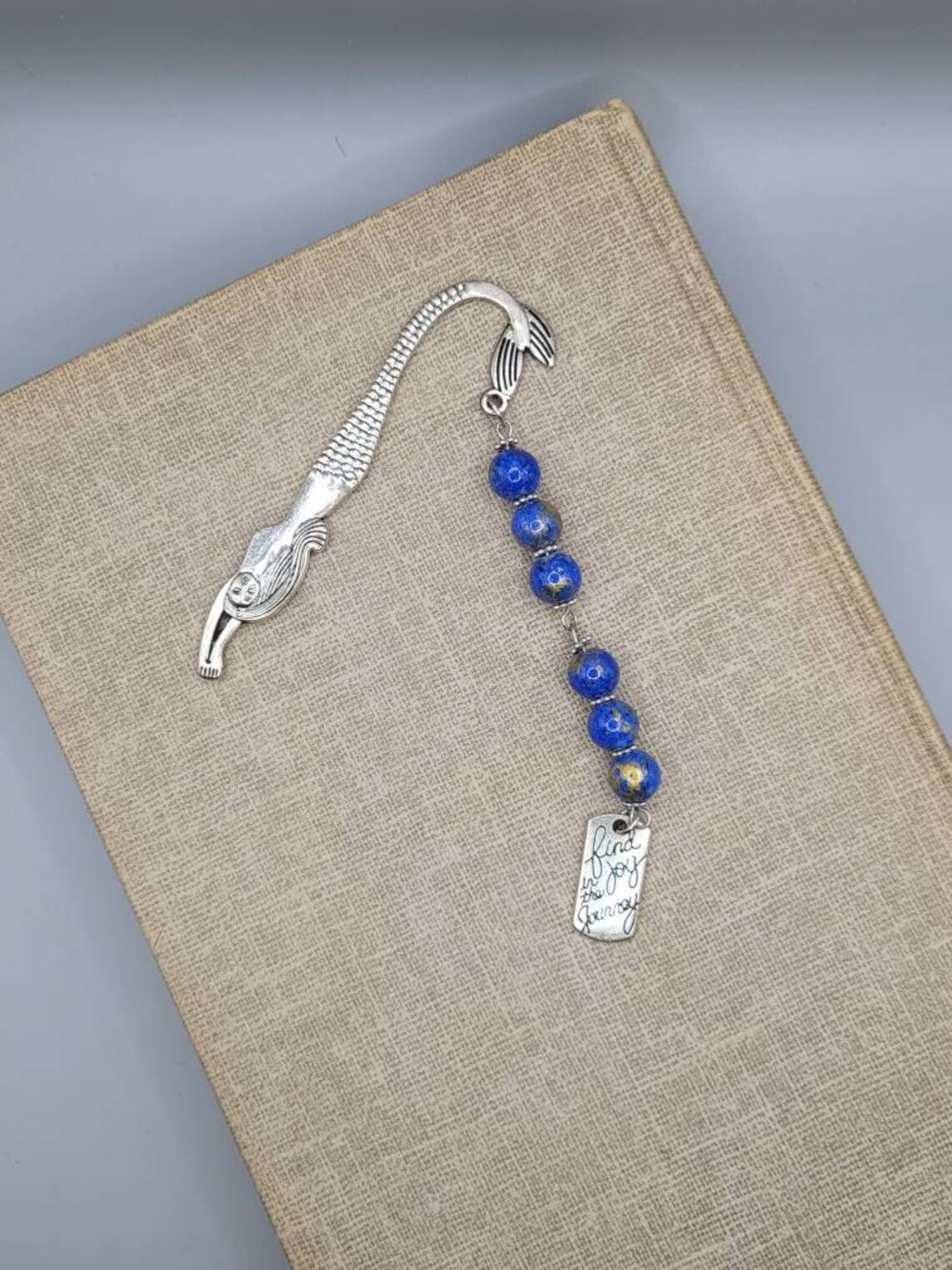 Blue and Gold Jade Mermaid Bookmark Gemstone Bookmark Dangle Bookmark ...