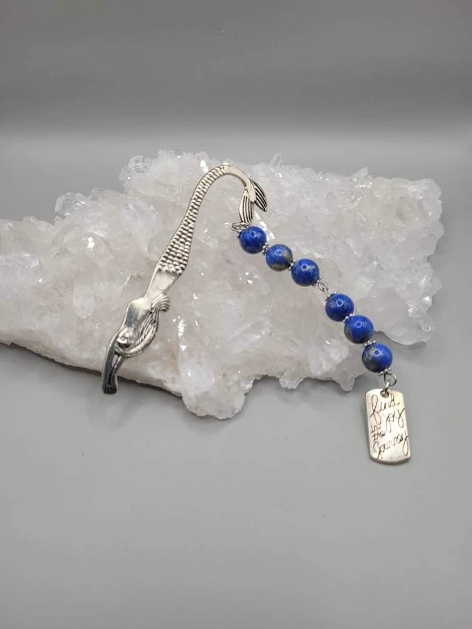 Blue and Gold Jade Mermaid Bookmark Gemstone Bookmark Dangle Bookmark ...