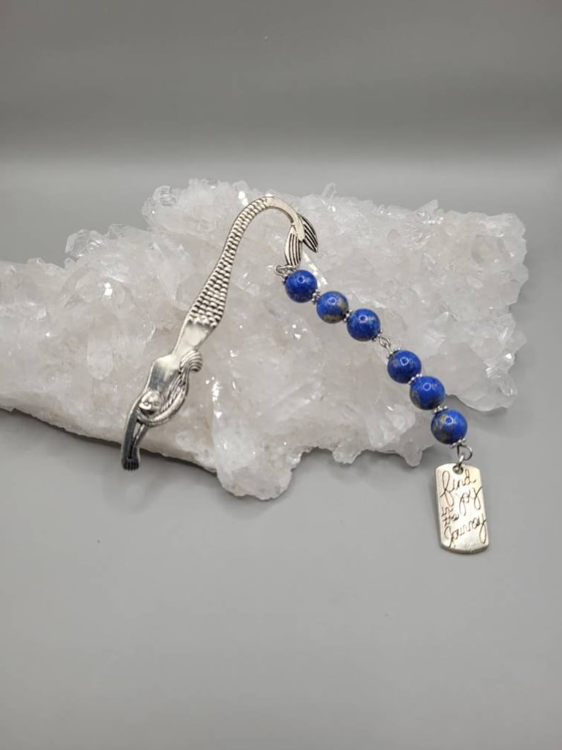 Blue and Gold Jade Mermaid Bookmark Gemstone Bookmark Dangle Bookmark ...
