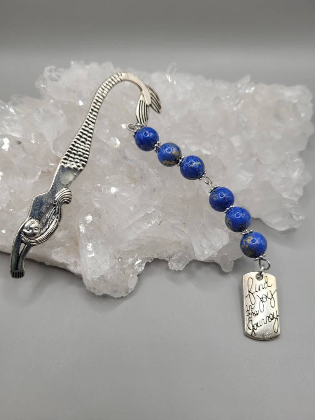 Blue and Gold Jade Mermaid Bookmark Gemstone Bookmark Dangle Bookmark ...