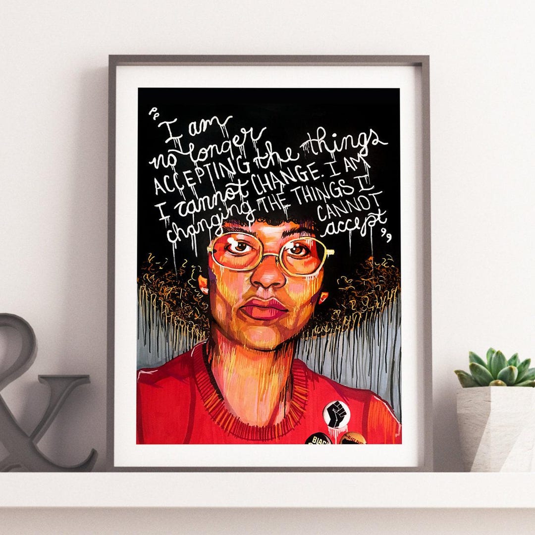 Angela Davis Art Print, Black History Month, Civil Rights Poster - Etsy