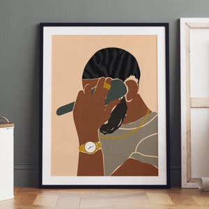 Abstract Man Portrait, Abstract Male Poster Print Face, Minimal Wall ...