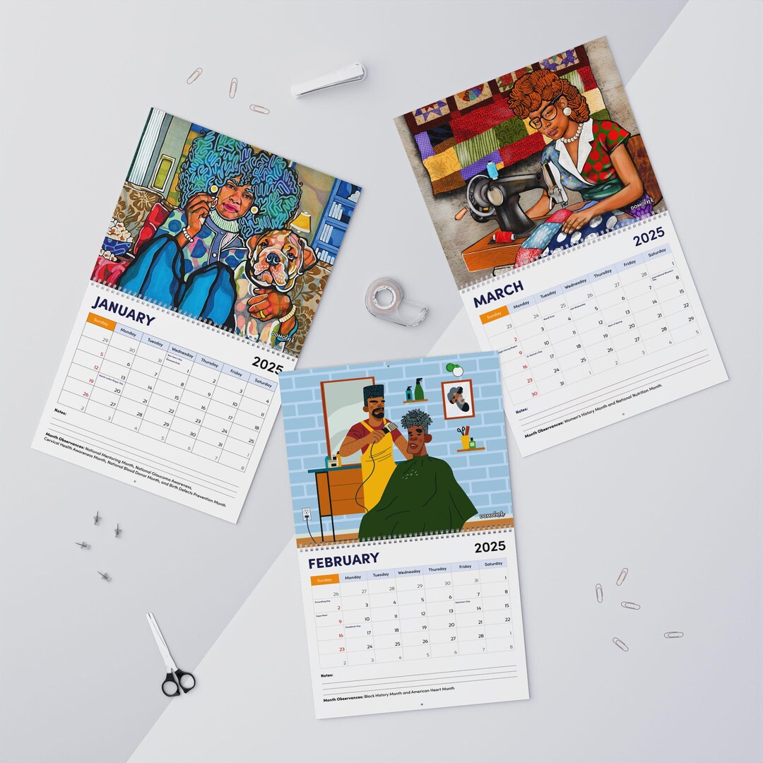 2025 Wall Calendar, Black History Month Calendar, 2025 Black Art ...