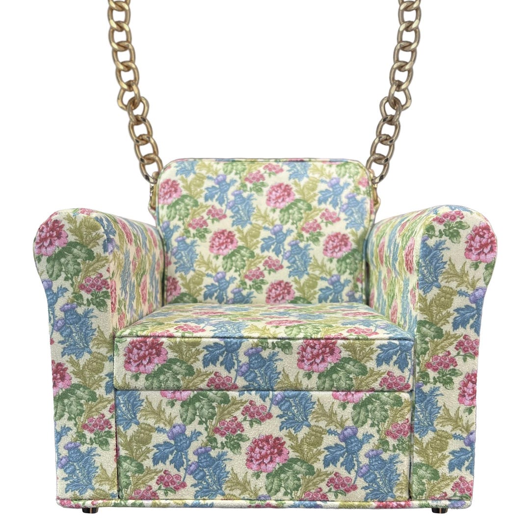 Grandma Sofa Chair Purse, Novelty Bag, Flower Couch, Floral Vintage ...