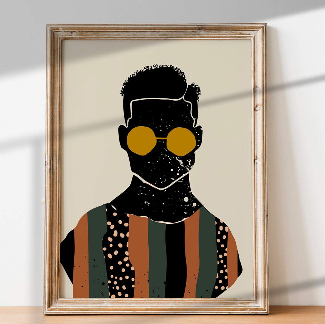 Abstract Man Portrait, Abstract Male Poster Print Face, Minimal Wall ...