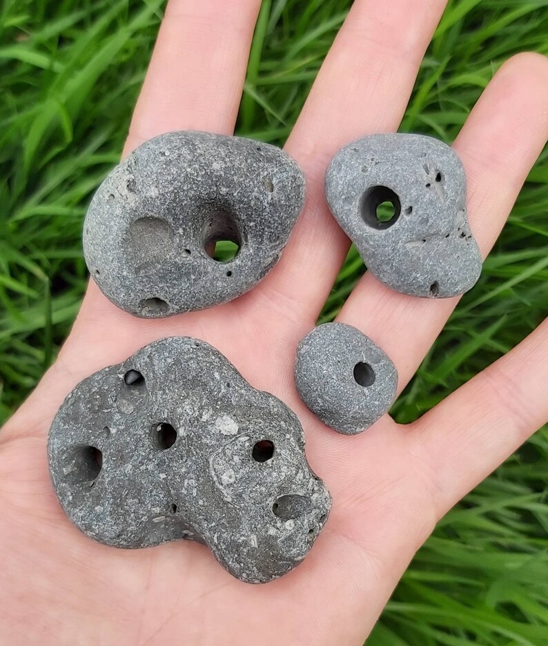 4 Irish Hag Stones mystery Pack Holey Stones | Etsy