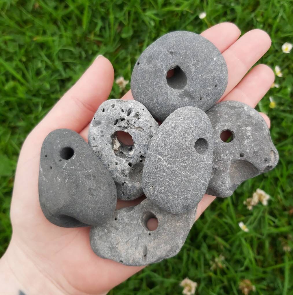 1 Irish Hag Stone (large), Holey Stone, Adder Stone, Odin Stone, Witch ...