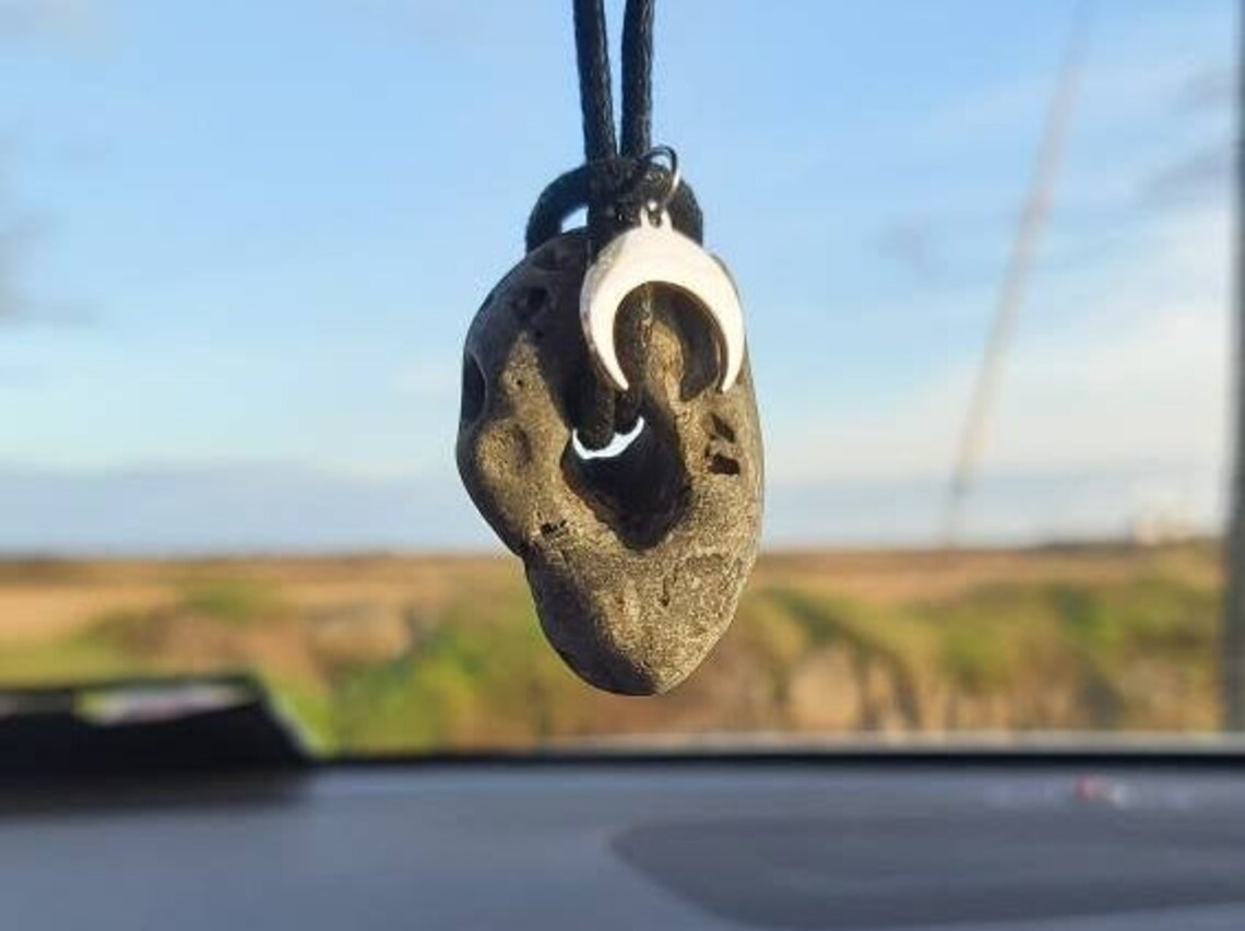 Hag Stone Car Charm Rear View Mirror Charm Rearview Mirror | Etsy