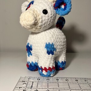 Crochet Cow Plush Red White and Blue Glitter Handmade - Etsy
