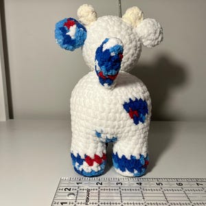 Crochet Cow Plush Red White and Blue Glitter Handmade - Etsy