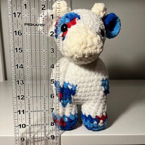 Crochet Cow Plush Red White and Blue Glitter Handmade - Etsy