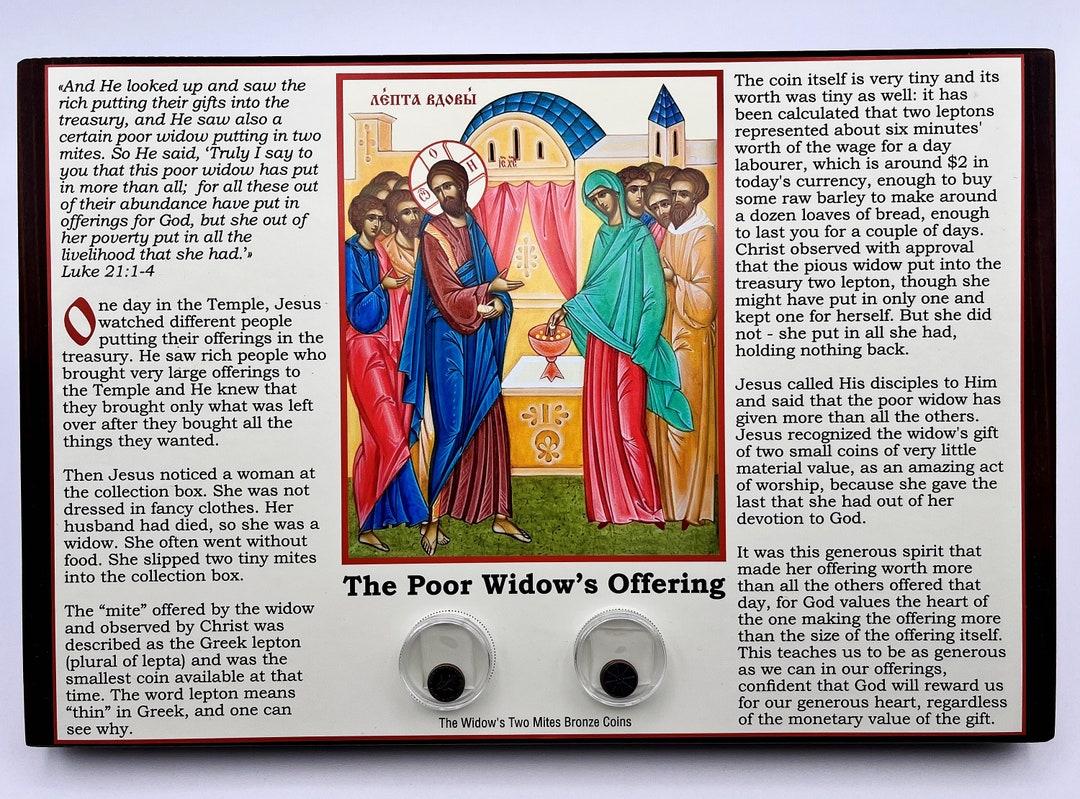 Icon Poor Widow's Offering With 2 Hand Made Replicas of Original Widows ...