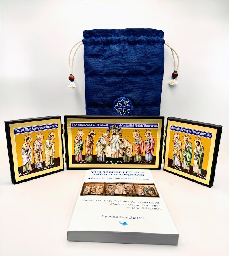 Orthodox Triptych Icon "the Eucharist" With Educational Book (optional ...