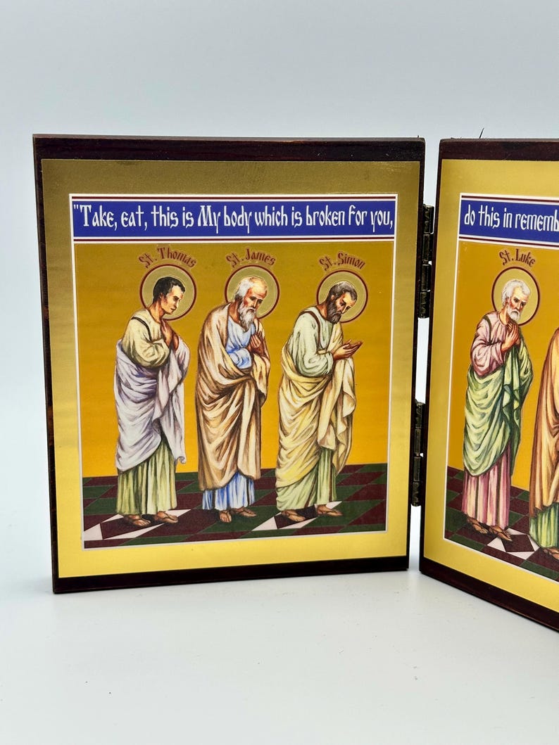 Orthodox Triptych Icon "the Eucharist" With Educational Book (optional ...