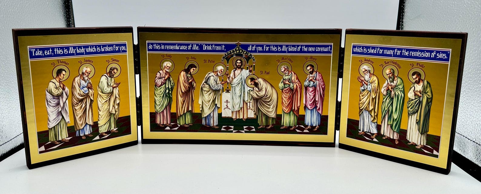 Orthodox Triptych Icon "the Eucharist" With Educational Book (optional ...